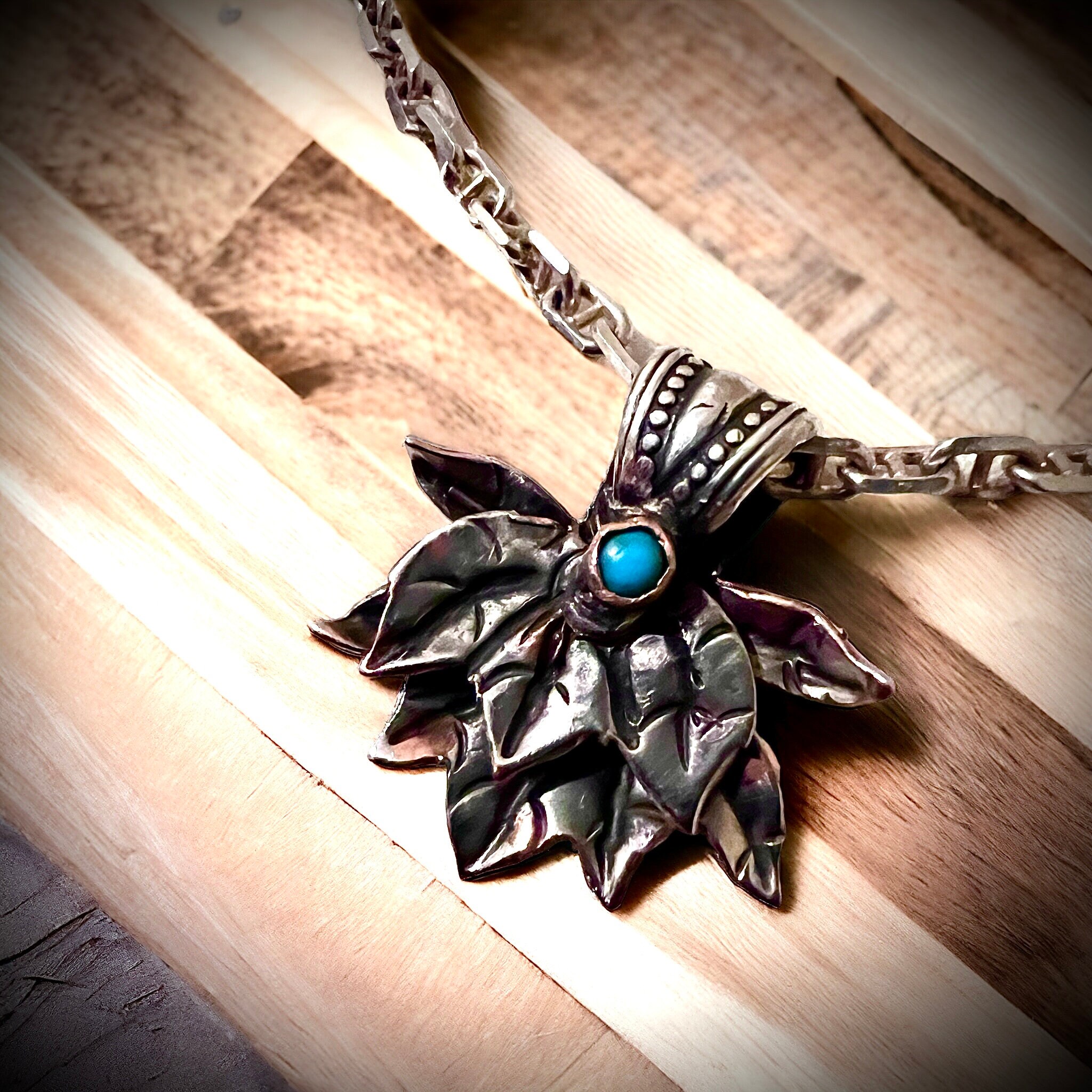 Inverted Lotus Flower With Sleeping Beauty Turquoise Pendant or Charm ...
