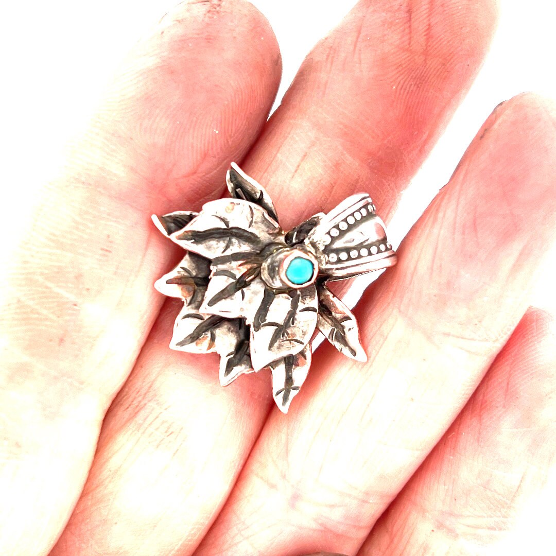 Inverted Lotus Flower With Sleeping Beauty Turquoise Pendant or Charm ...