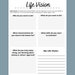 Life Vision Worksheet • Personal Life Vision Development Tool ...