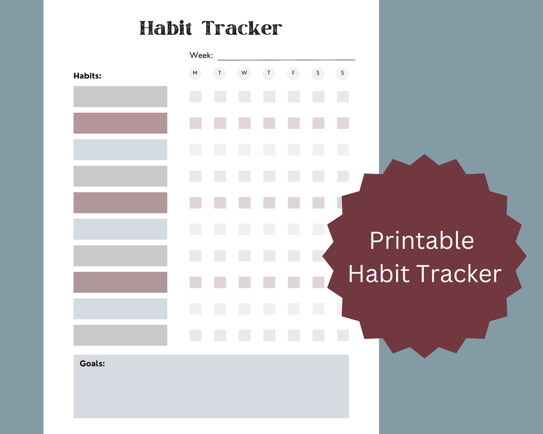 Weekly Habit Tracker Goal Setting Tool Productivity Tracker Habit ...