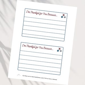Digital Download "i'm Thankful for You Because" Cards • Practice ...
