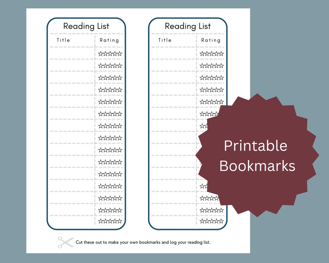 Reading Log Bookmark • Reading List Log • Printable Bookmark • Reach ...