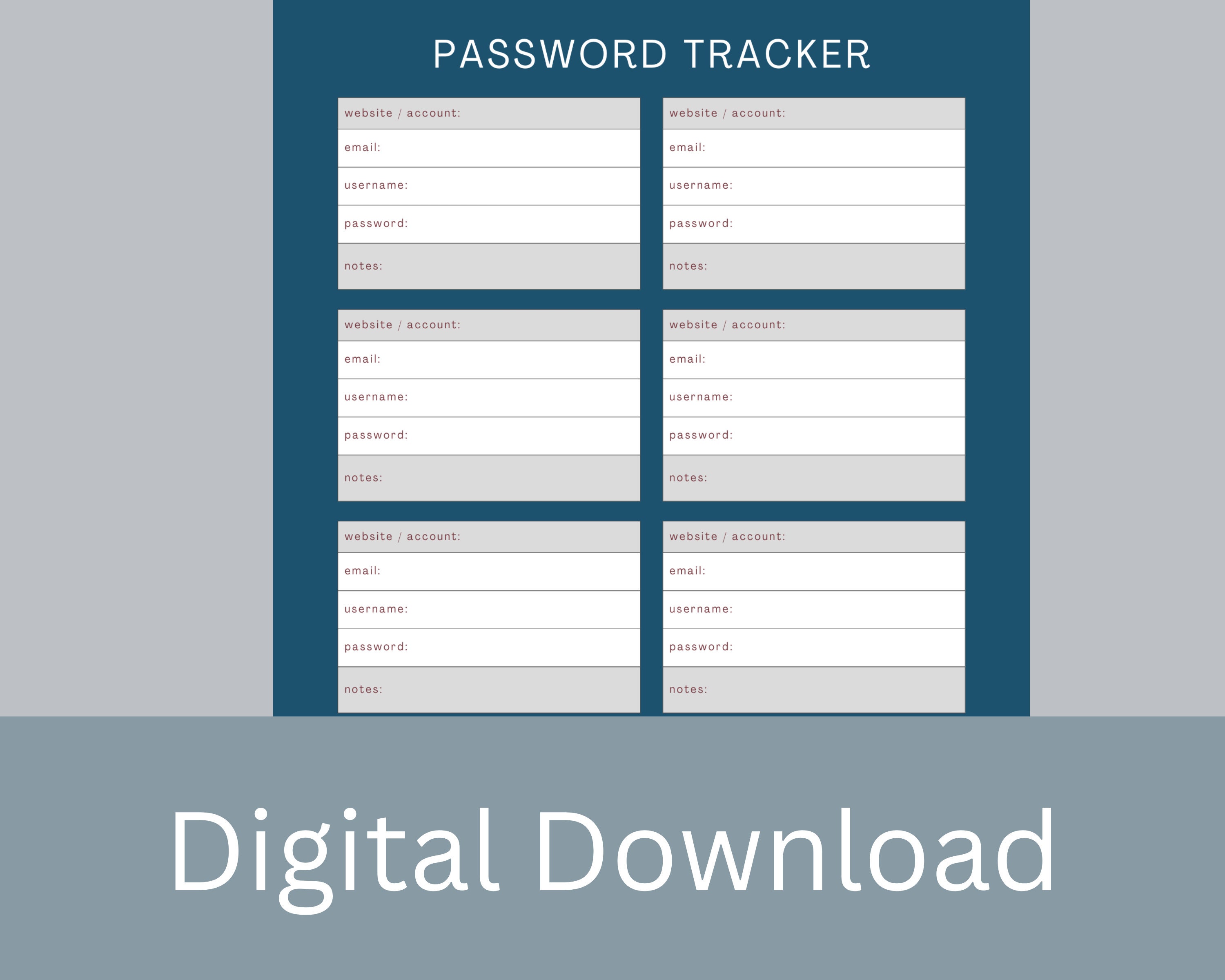 Password Tracker Password Log Password Tracker Printable - Etsy