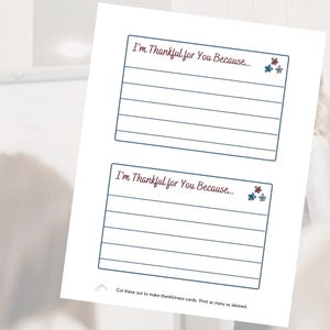 Digital Download "i'm Thankful for You Because" Cards • Practice ...