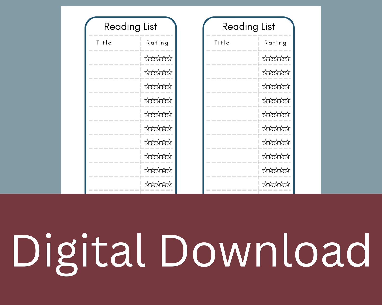 Reading Log Bookmark • Reading List Log • Printable Bookmark • Reach ...