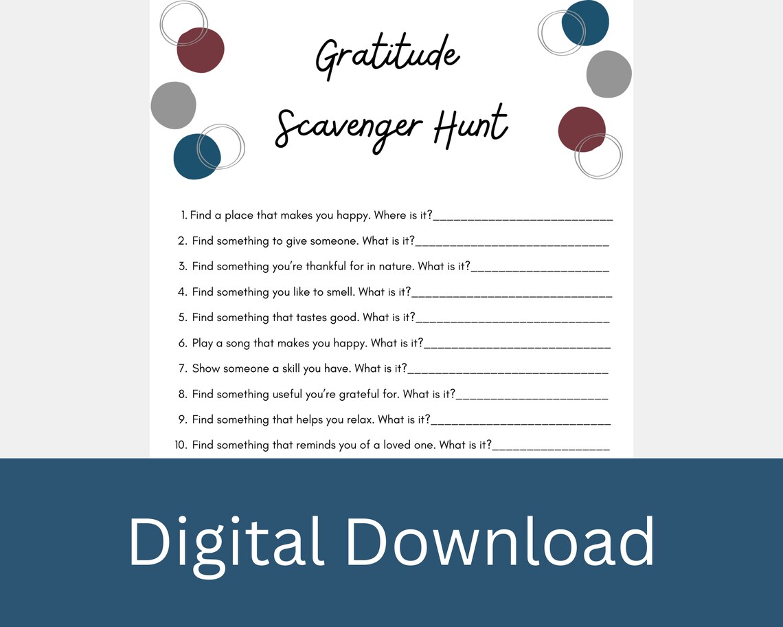 Gratitude Scavenger Hunt • Questions to Spark Gratitude • Digital ...