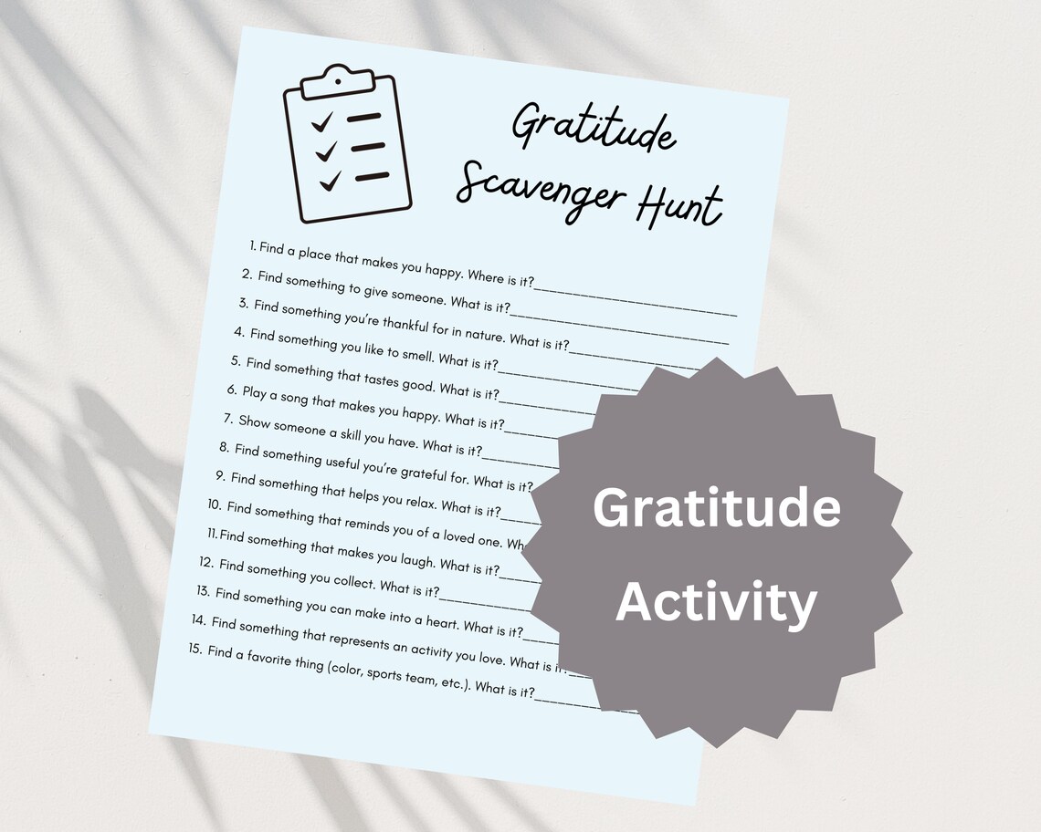 Gratitude Scavenger Hunt • Gratitude Questions • Easy Gratitude ...