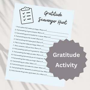 Gratitude Scavenger Hunt • Gratitude Questions • Easy Gratitude ...