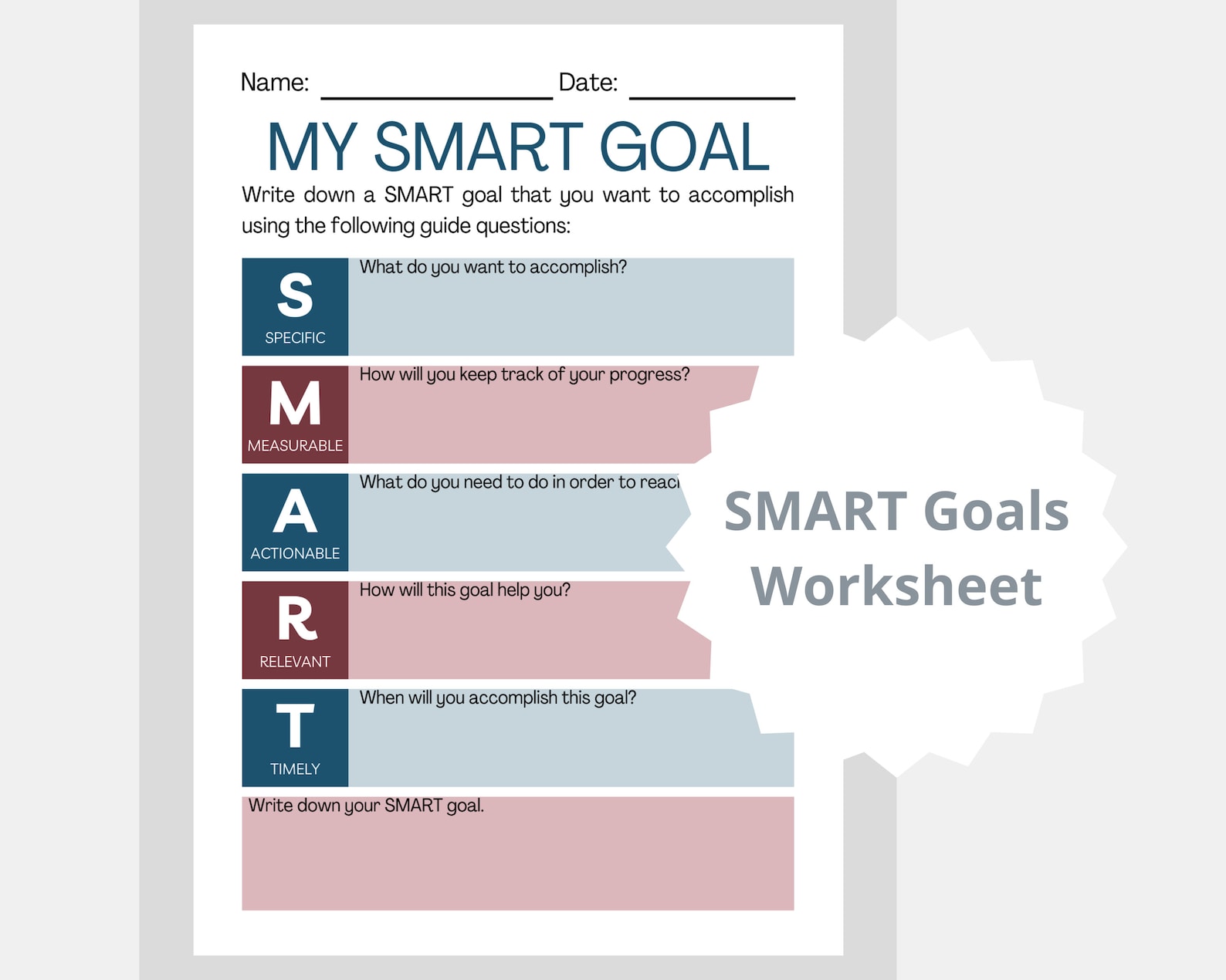 SMART Goal Download • Goal Setting Tool • Productivity Tracker • SMART ...