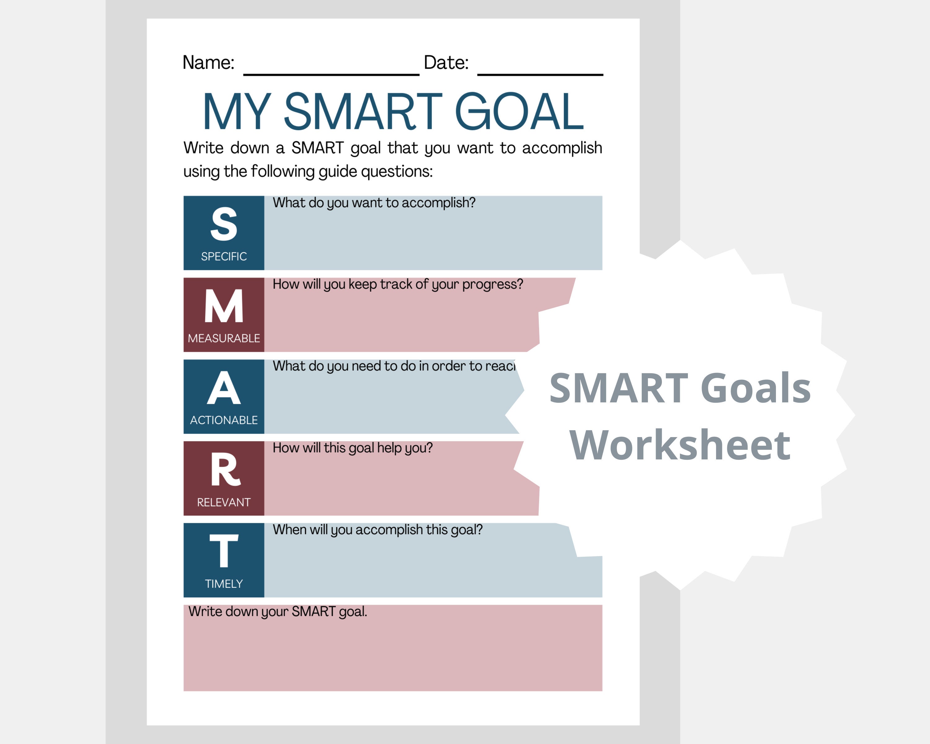 SMART Goal Download • Goal Setting Tool • Productivity Tracker • SMART ...