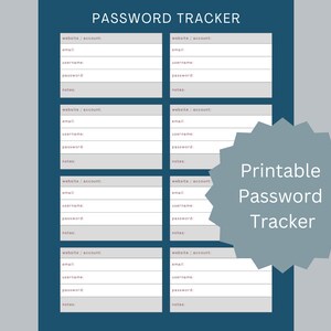 Password Tracker • Password Log • Password Tracker Printable - Etsy