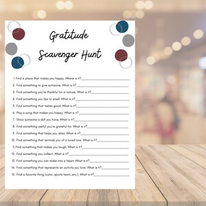 Gratitude Scavenger Hunt • Questions to Spark Gratitude • Digital ...