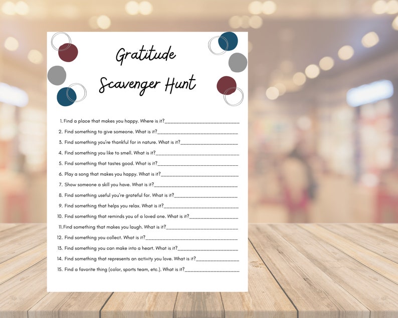 Gratitude Scavenger Hunt • Questions to Spark Gratitude • Digital ...