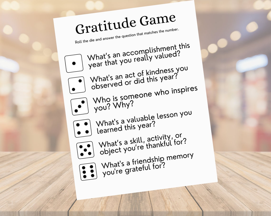 Gratitude Activity • Roll the Dice Gratitude Game • Practice Daily ...