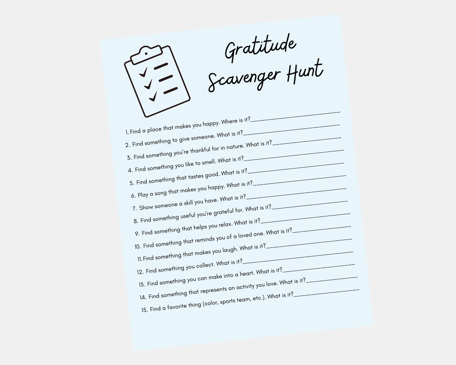 Gratitude Scavenger Hunt • Gratitude Questions • Easy Gratitude ...