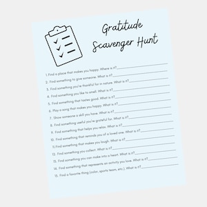 Gratitude Scavenger Hunt • Gratitude Questions • Easy Gratitude ...
