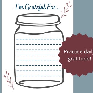 Digital Download Gratefulness Jar • Personal Gratitude List Printable ...