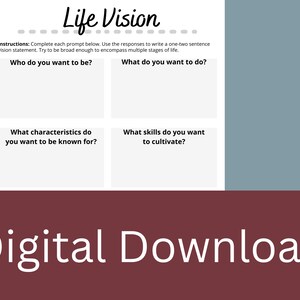 Life Vision Worksheet • Personal Life Vision Development Tool ...