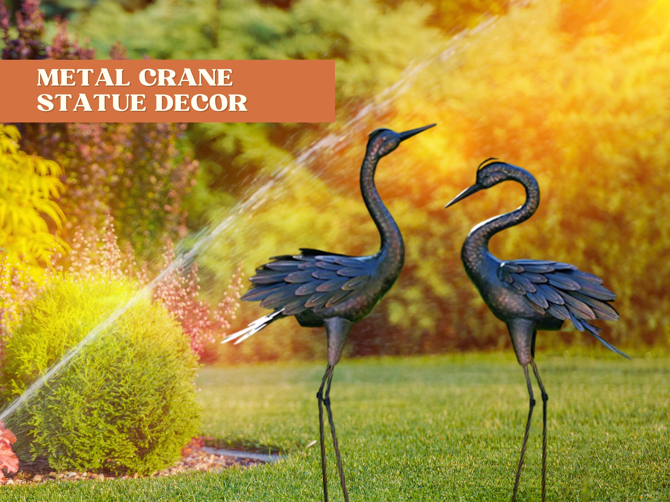 Metal Garden Statue Crane - Etsy