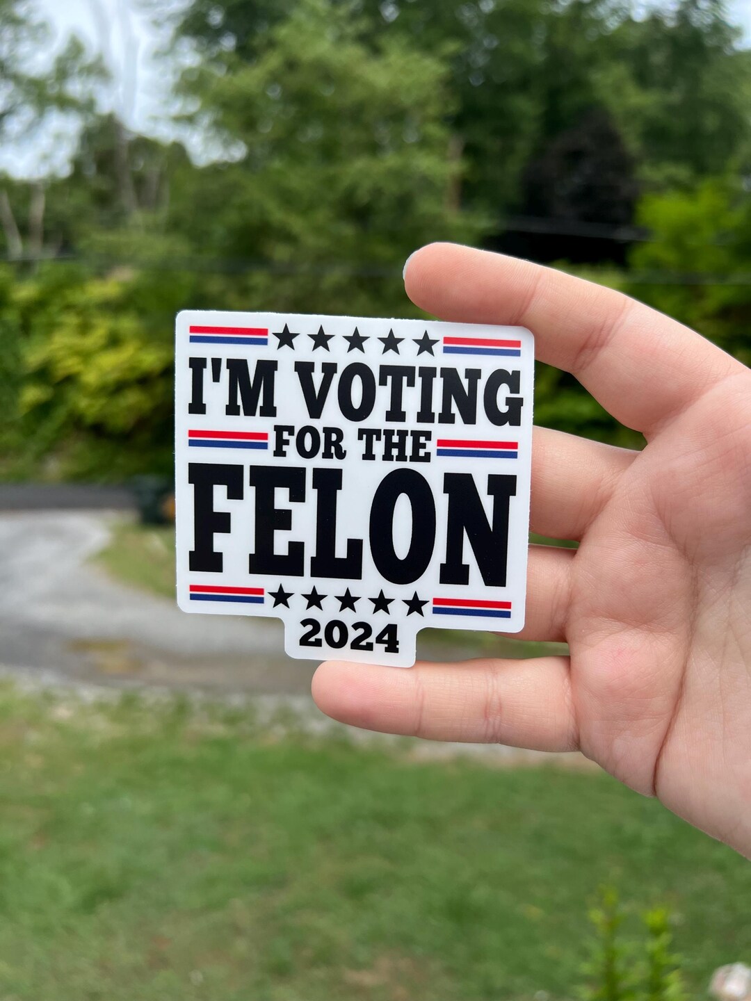 Voting for the Felon 2024 Water Bottle Sticker, Car Sticker, Laptop ...