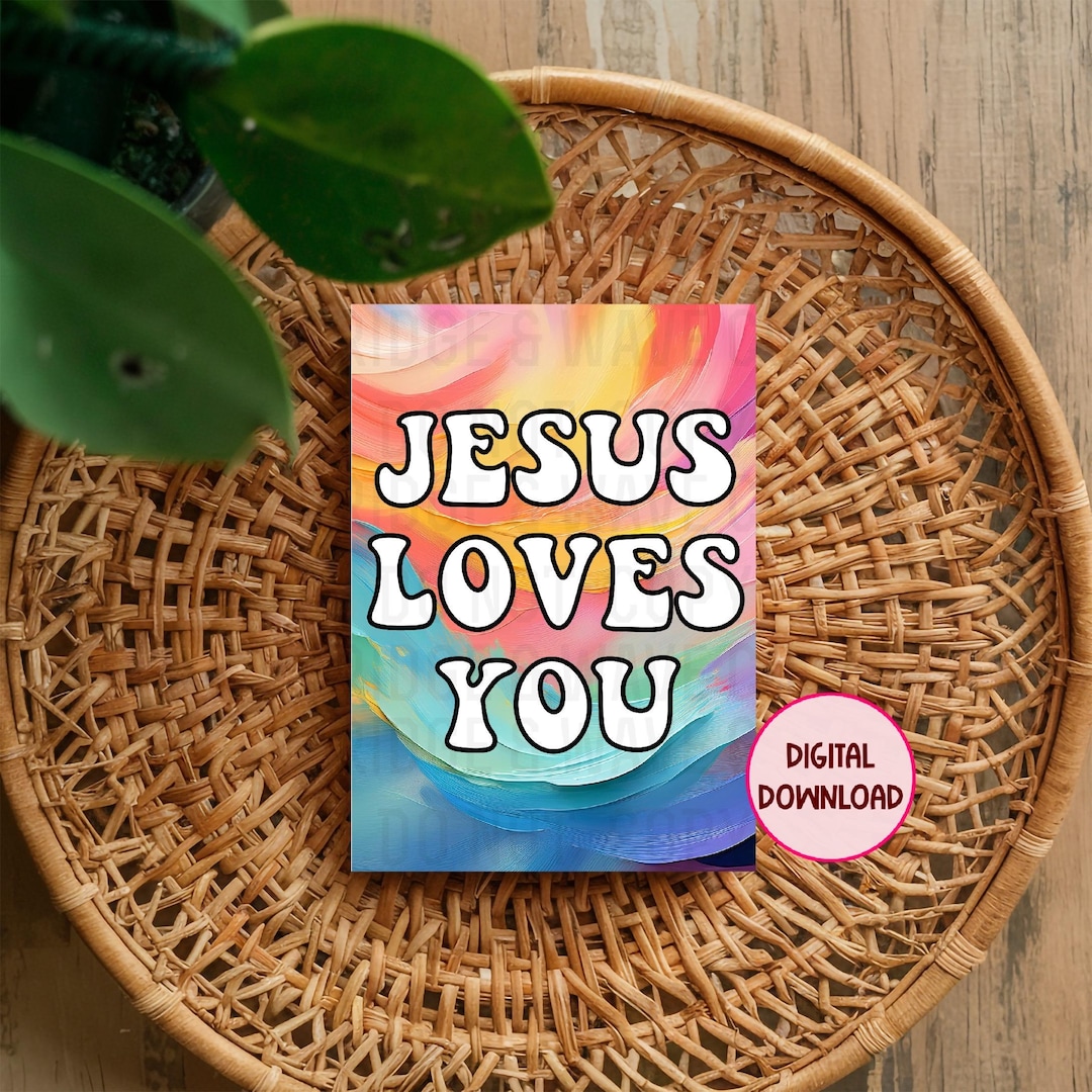 Printable 5x7 Jesus Loves You Card, Printable Christian Card, Christian ...