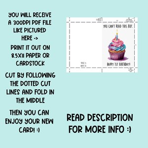 Printable 5x7 Birthday Card, 1st Birthday Card, Birthday Card for Kids ...