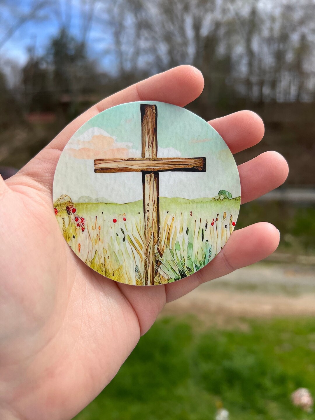 Watercolor Cross Christian Sticker | Water Bottle Sticker, Laptop ...