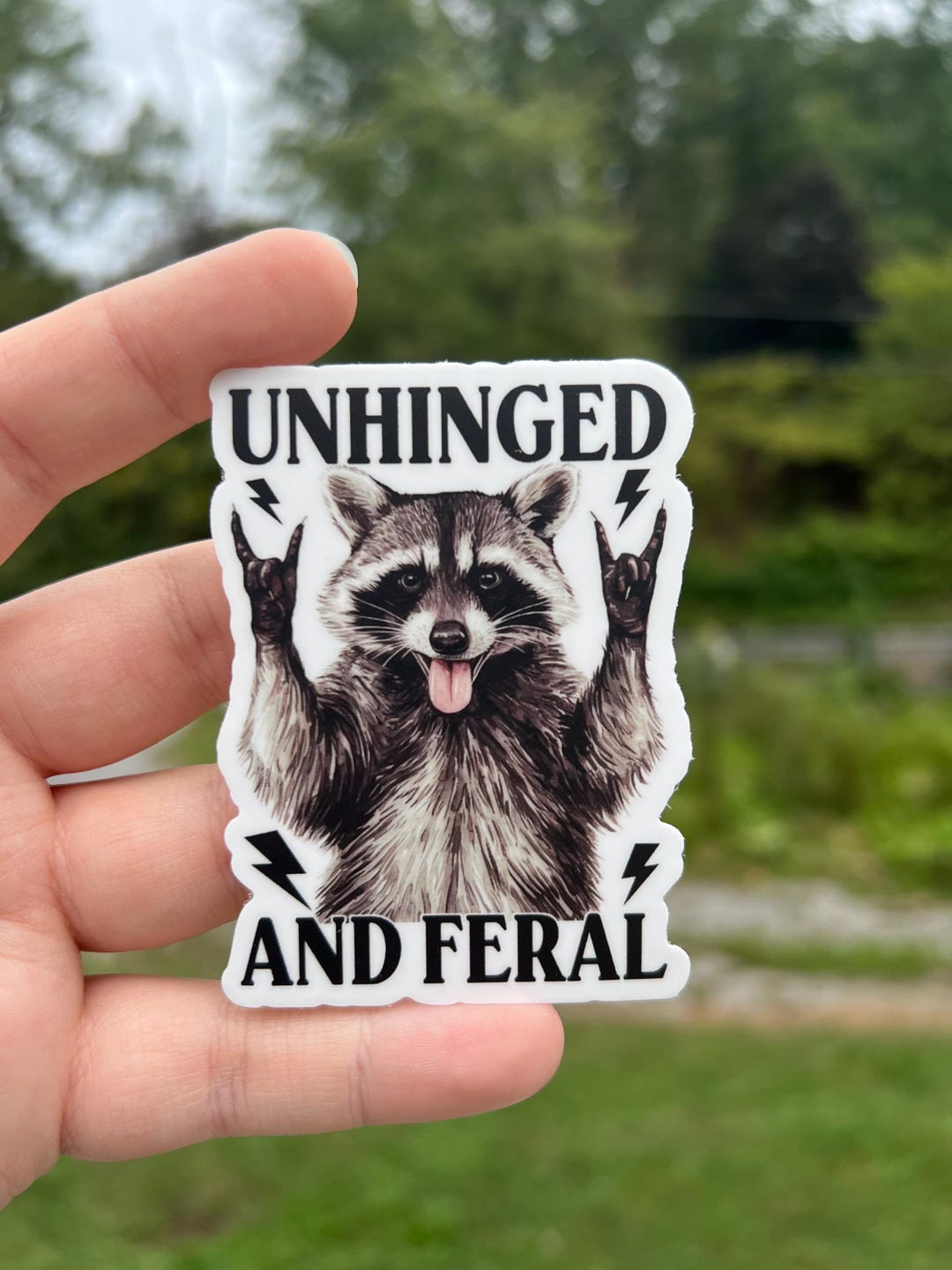 Unhinged and Feral Raccoon Sticker, Funny Trash Panda, Mental Health ...