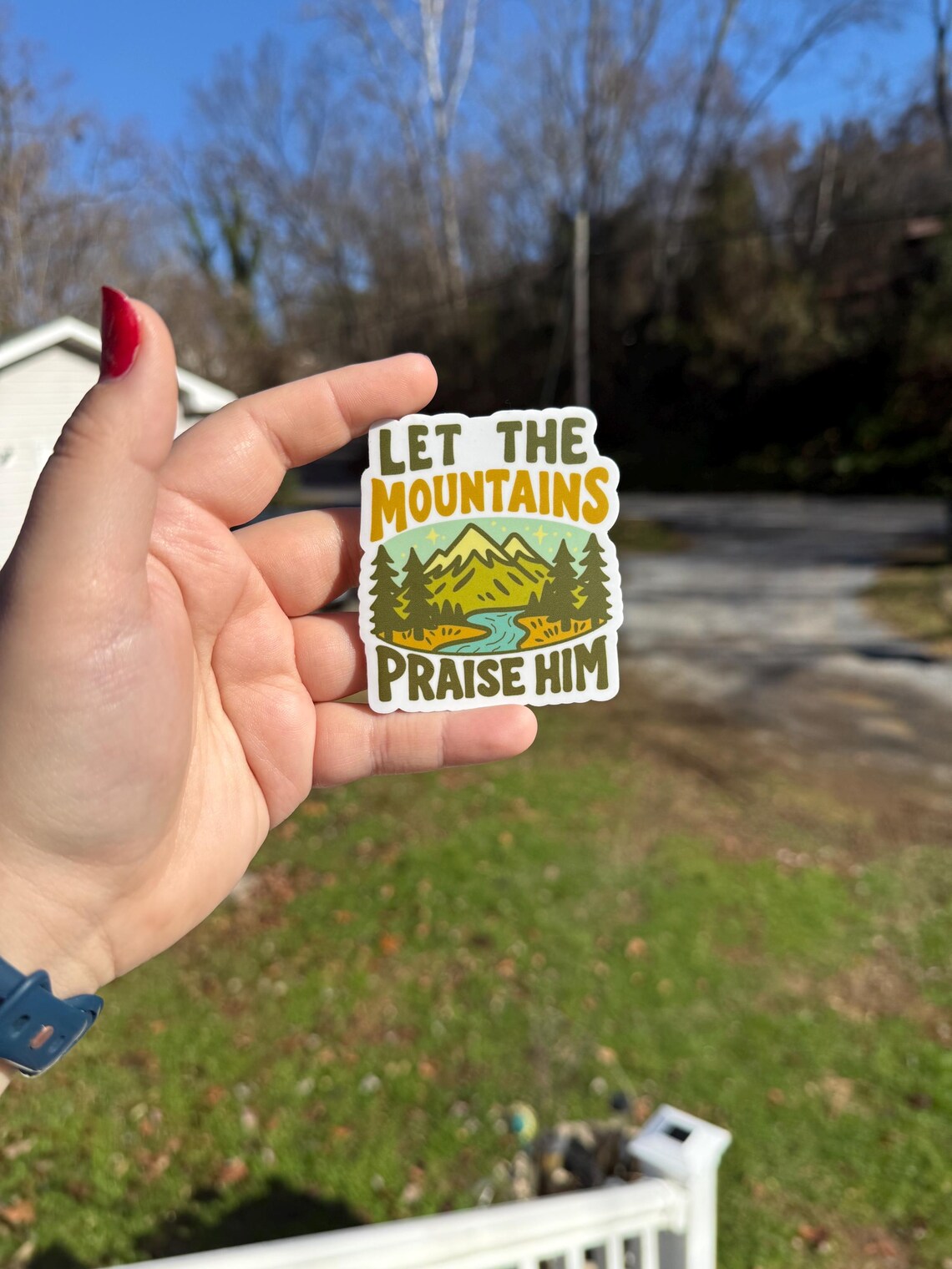 Let the Mountains Praise Him Sticker, Christian Woman Gift, Christian ...