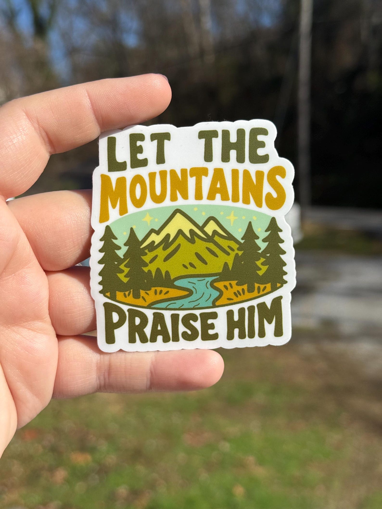 Let the Mountains Praise Him Sticker, Christian Woman Gift, Christian ...