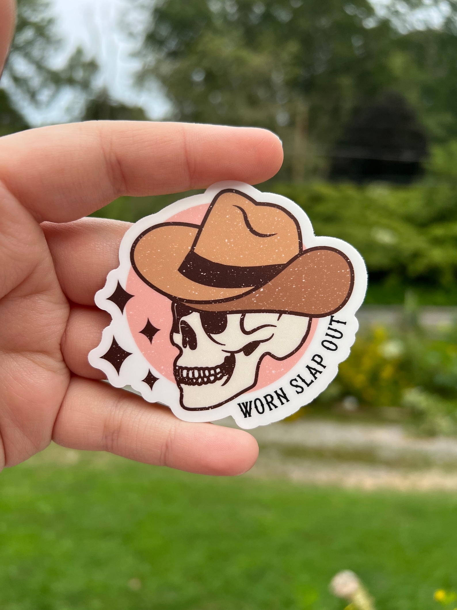 Worn Slap Out Country Skeleton Sticker, Water Bottle Sticker, Skeleton ...