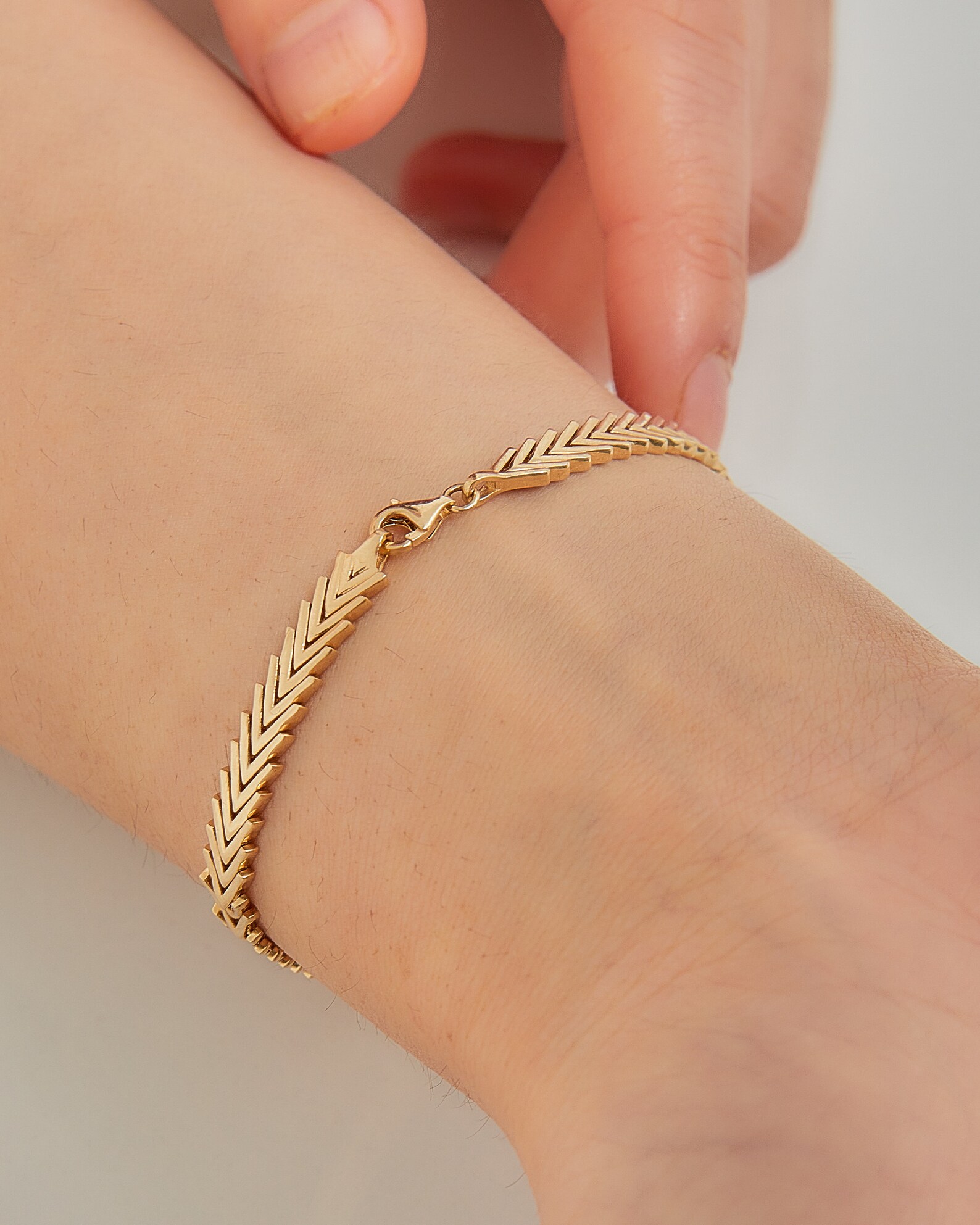 14K Solid Gold Chevron Bracelet , Heavy Solid Gold Bracelet , Bold ...