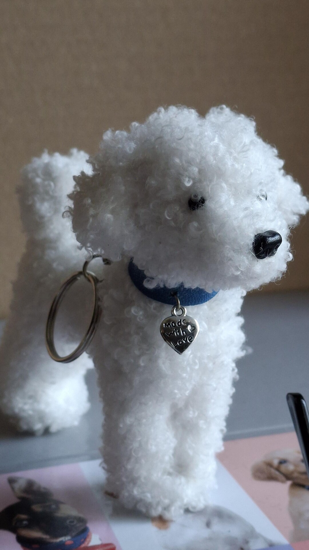 Bichon White Plush Keychain - Etsy