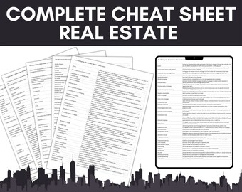 Real Estate Exam Cheat Sheet - Etsy