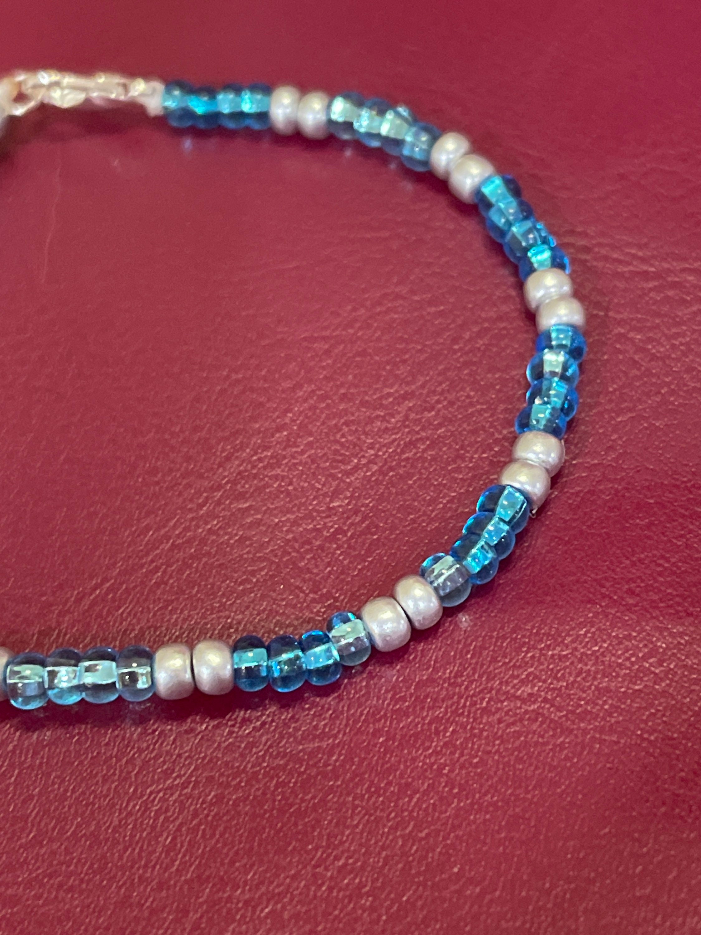 Blue and Silver Bracelet - Etsy