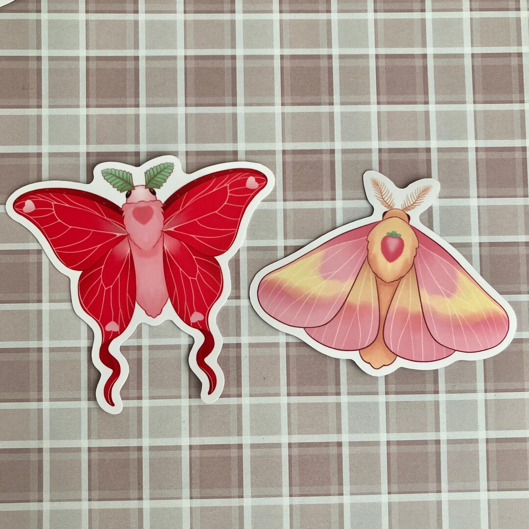 Cute Strawberry Themed Moth Stickers - Matte Vinyl - Etsy
