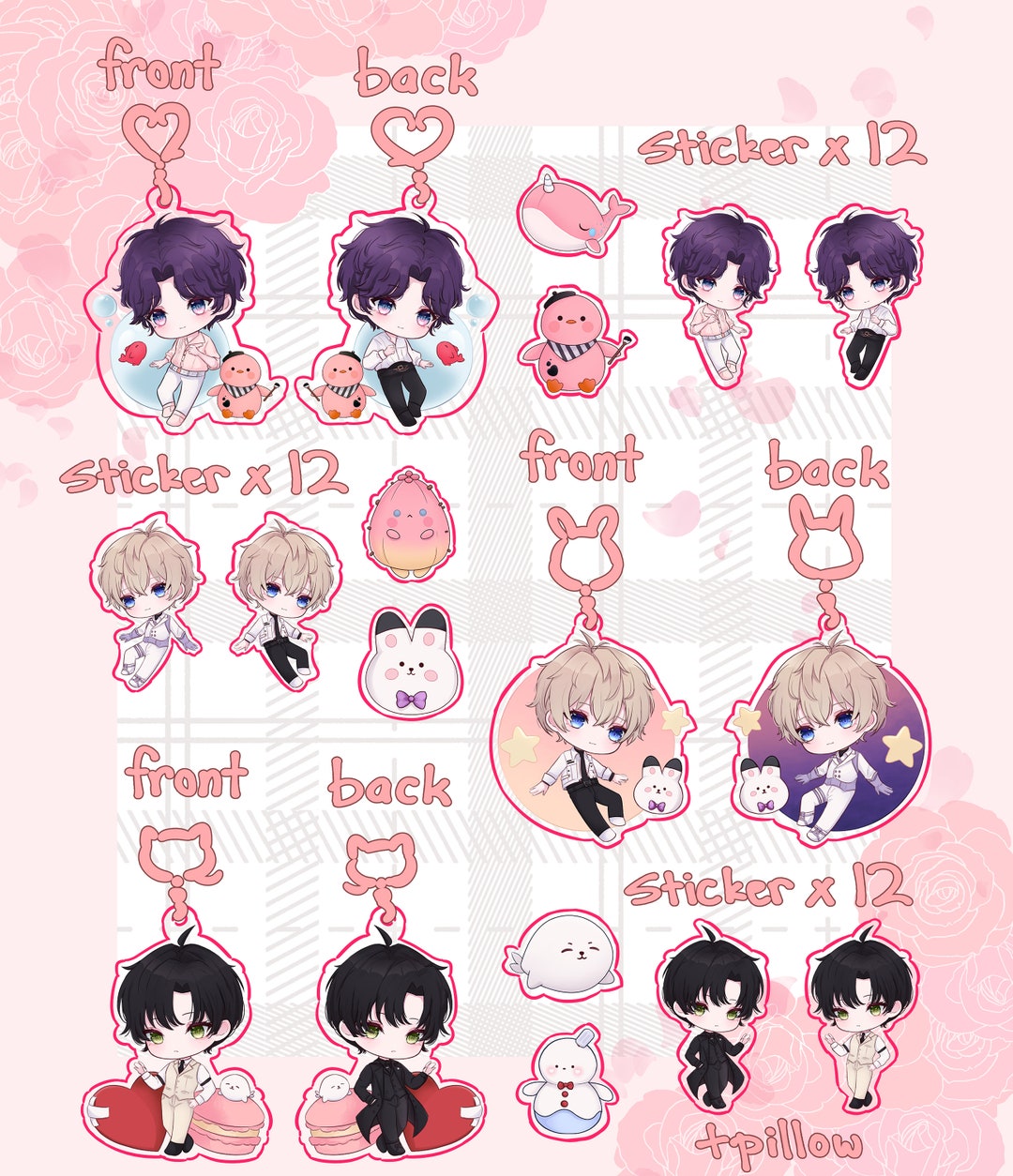 Love and Deepspace Keychains and Stickers/恋と深空アクキー&ステッカー - Front and ...