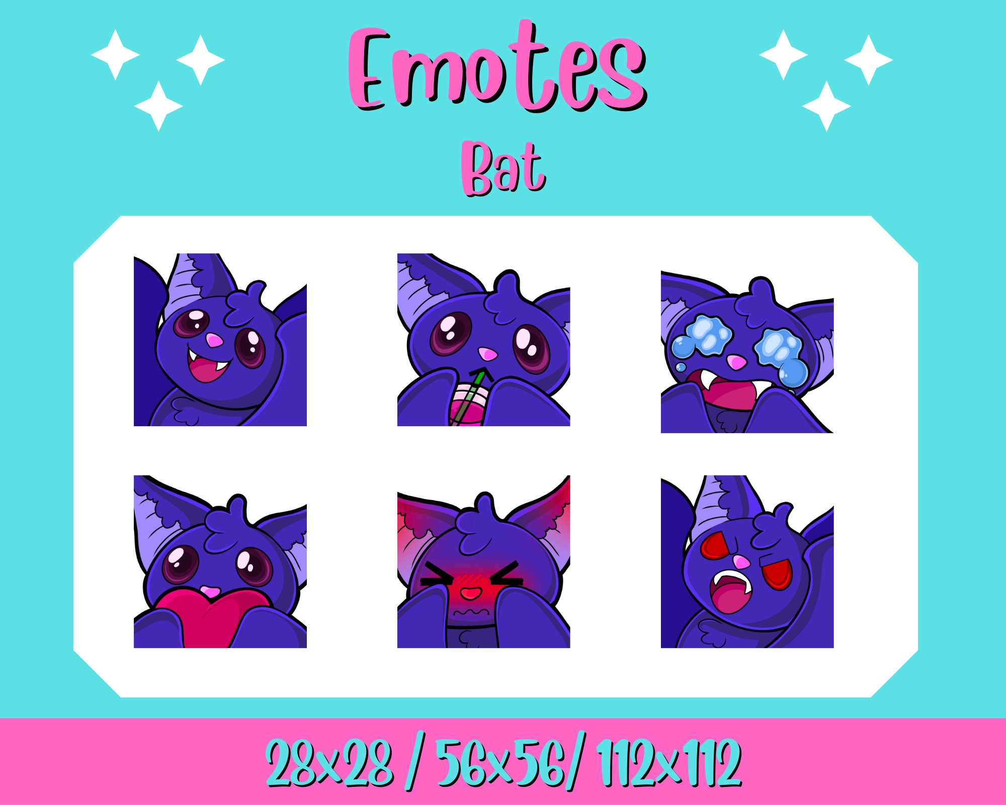 Cute Bat Emotes Twitch - Etsy