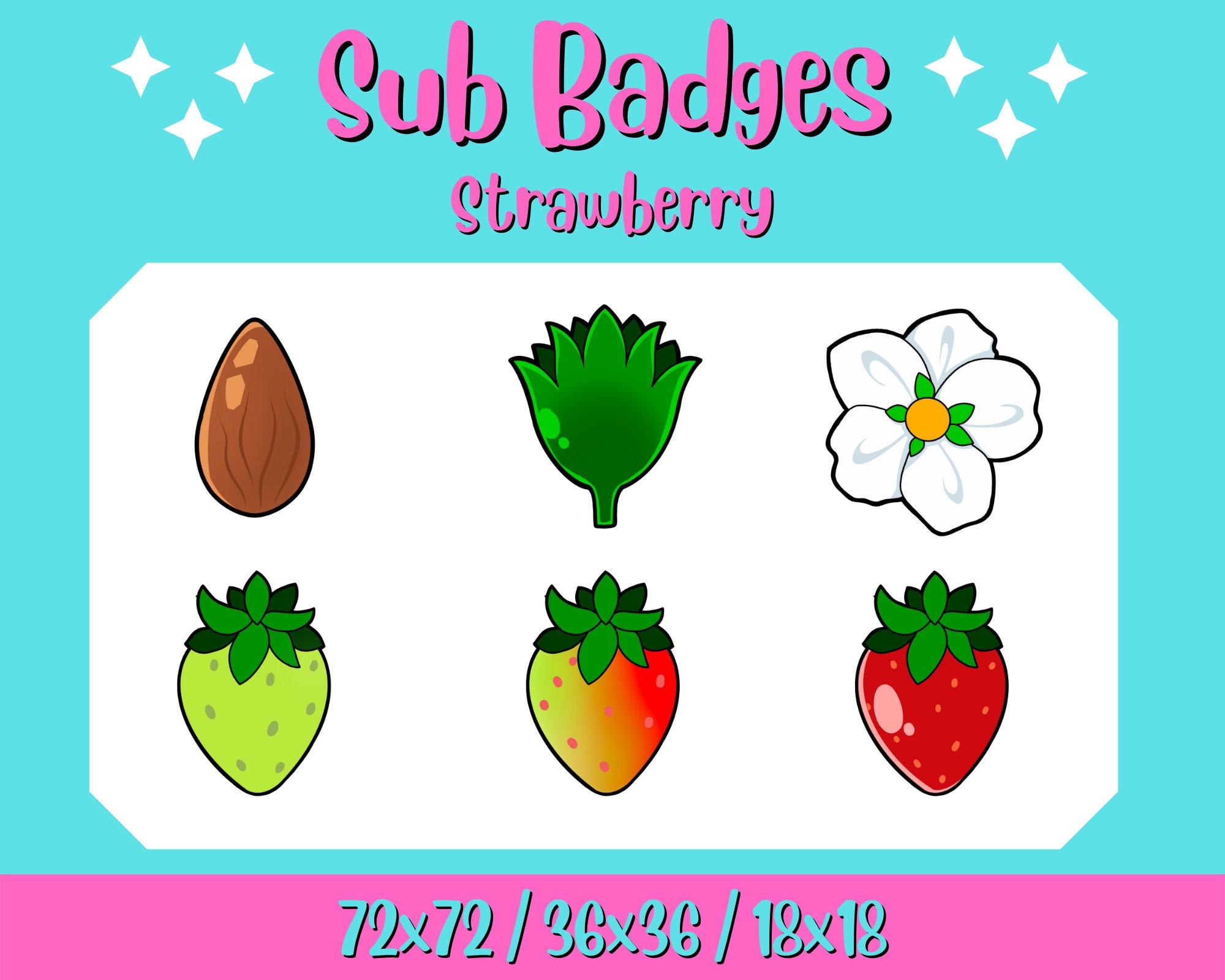 Cute Strawberry Sub Badges - Etsy