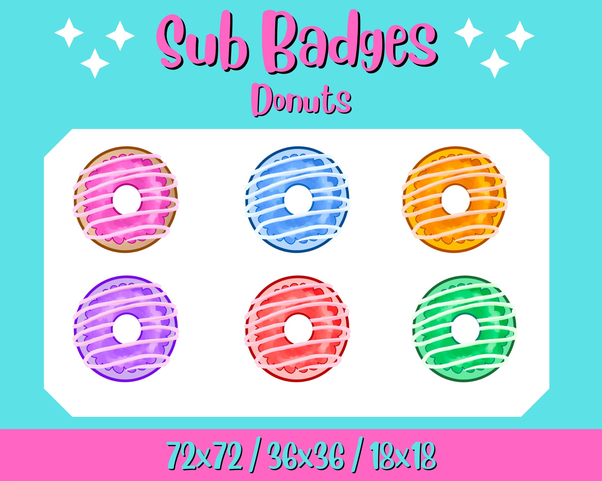 Cute Rainbow Donut Sub Badges - Etsy