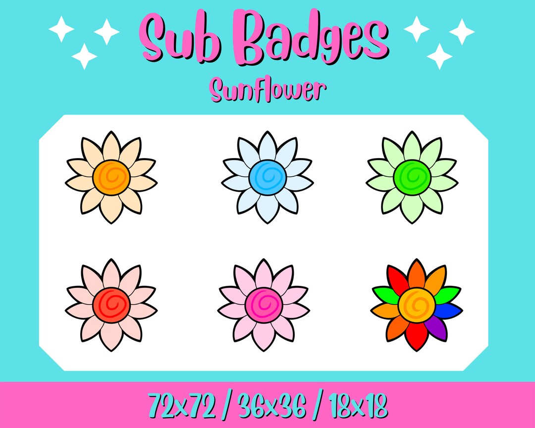 Cute Rainbow Sunflower Sub Badges - Etsy