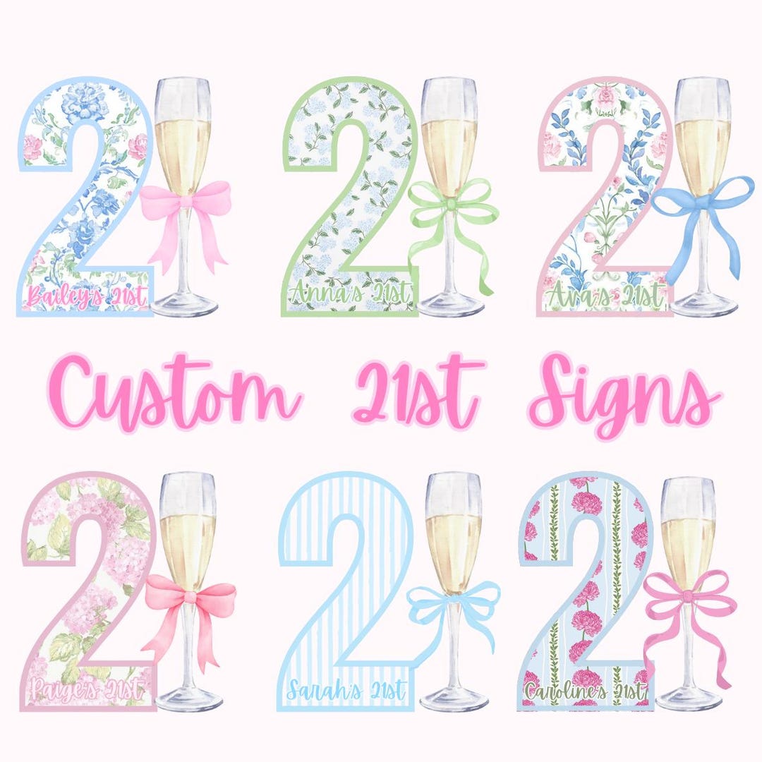 Custom 21st Signs | Digital Prints - Etsy
