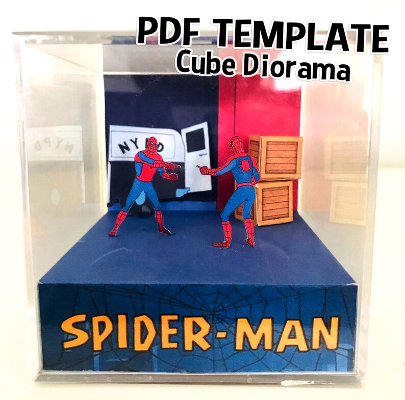 DIY Cube Diorama Template - Spider-man Meme - Etsy México