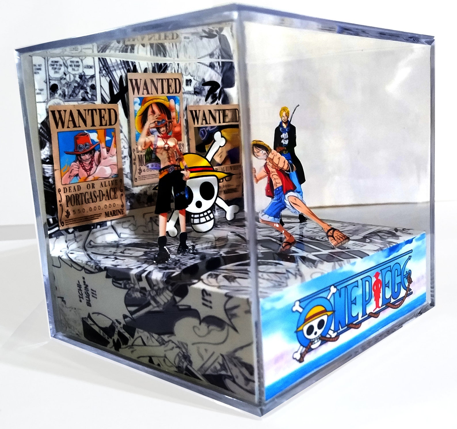 Diorama Cube 3D - One Piece Luffy, Sabo & Portgas D. Ace - Etsy
