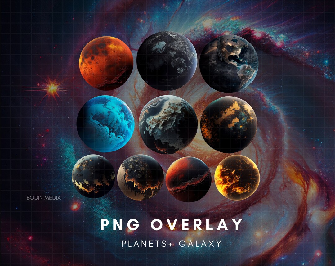 Planet Photoshop Overlays With Galaxy Sky Digital Background - Etsy