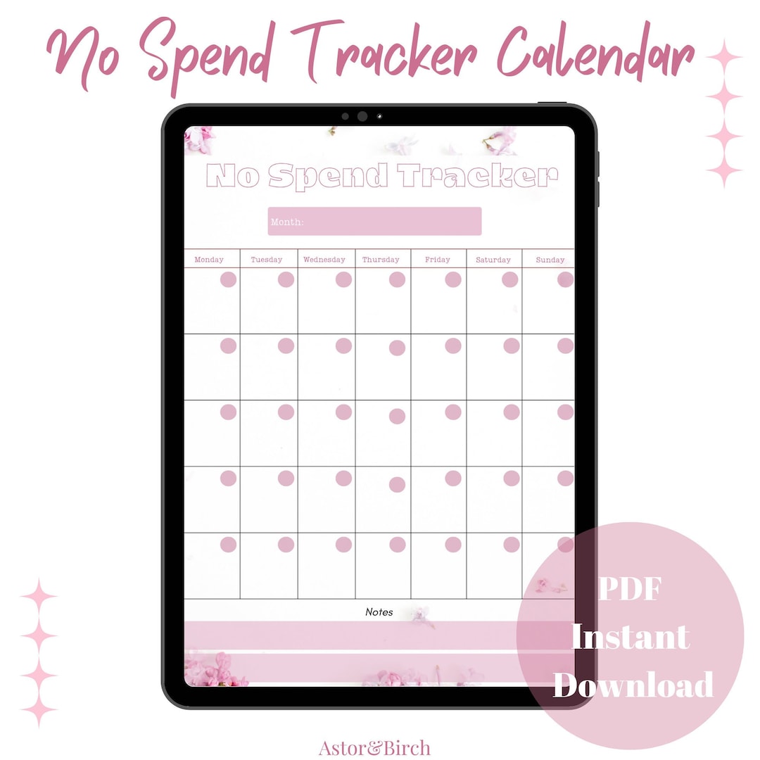 No Spend Tracker Calendar (printable) | No Spend Challenge | No Spend ...