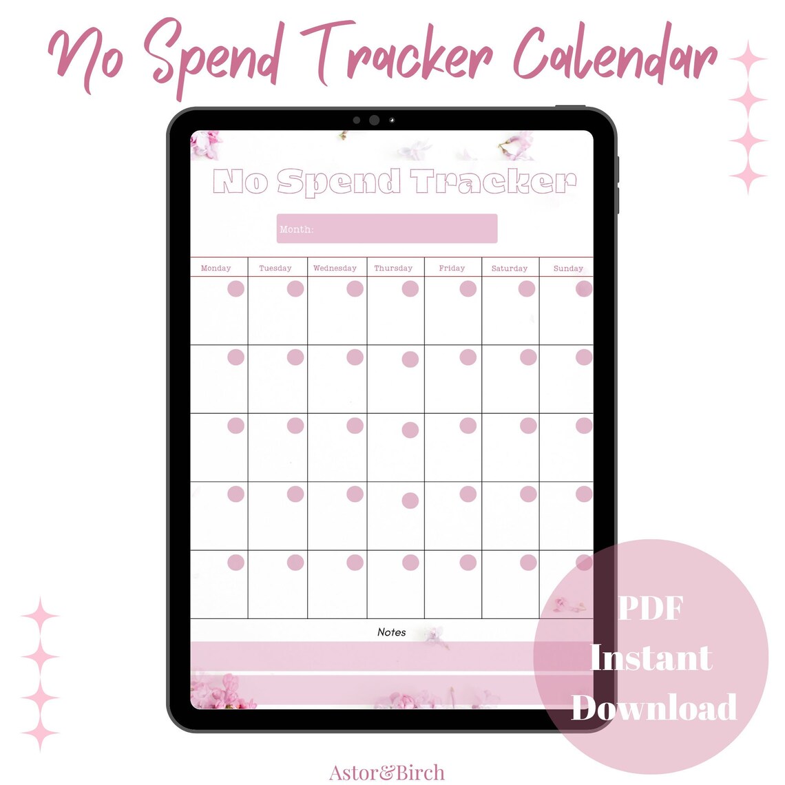 No Spend Tracker Calendar (printable) | No Spend Challenge | No Spend ...
