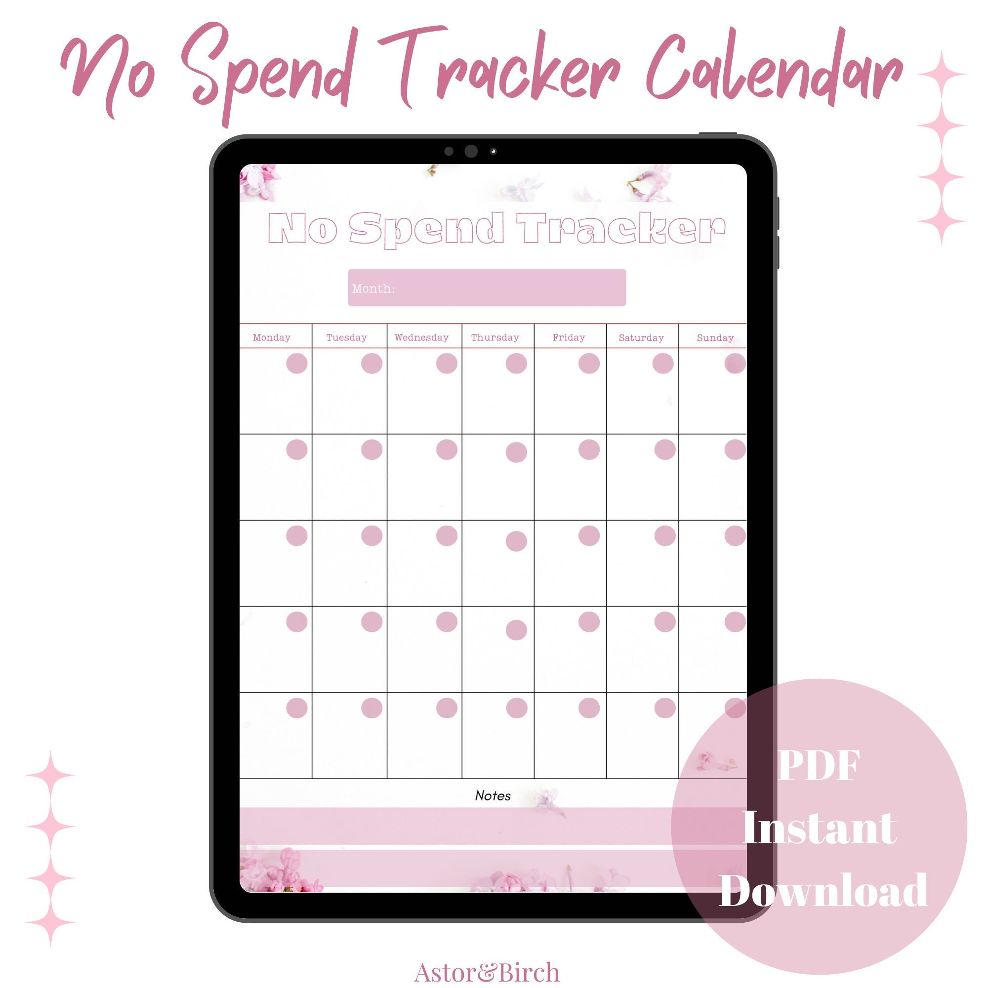 No Spend Tracker Calendar (printable) | No Spend Challenge | No Spend ...