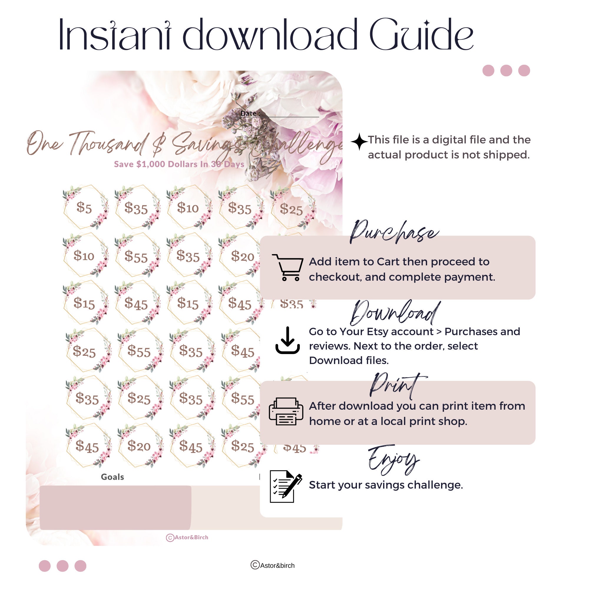 Save 1K in 30 Days | (printable)| 1K Saving Tracker | 1K Savings ...