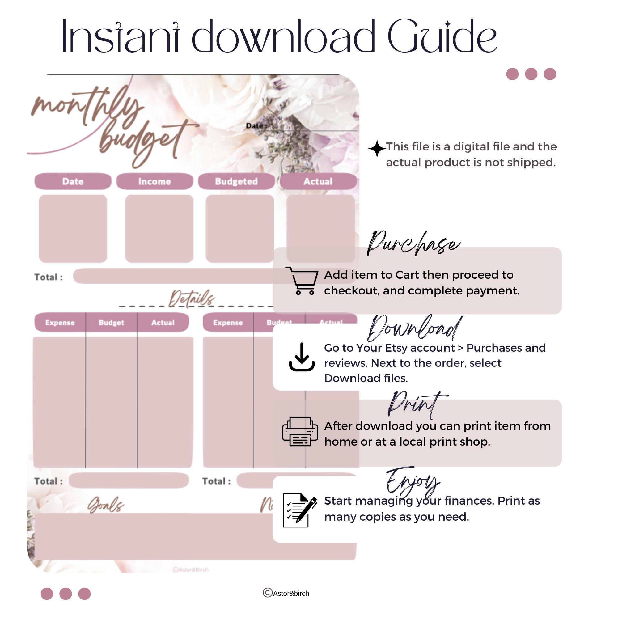 Monthly Budget Planner Sheet | Income and Expense Tracker (PRINTABLE ...